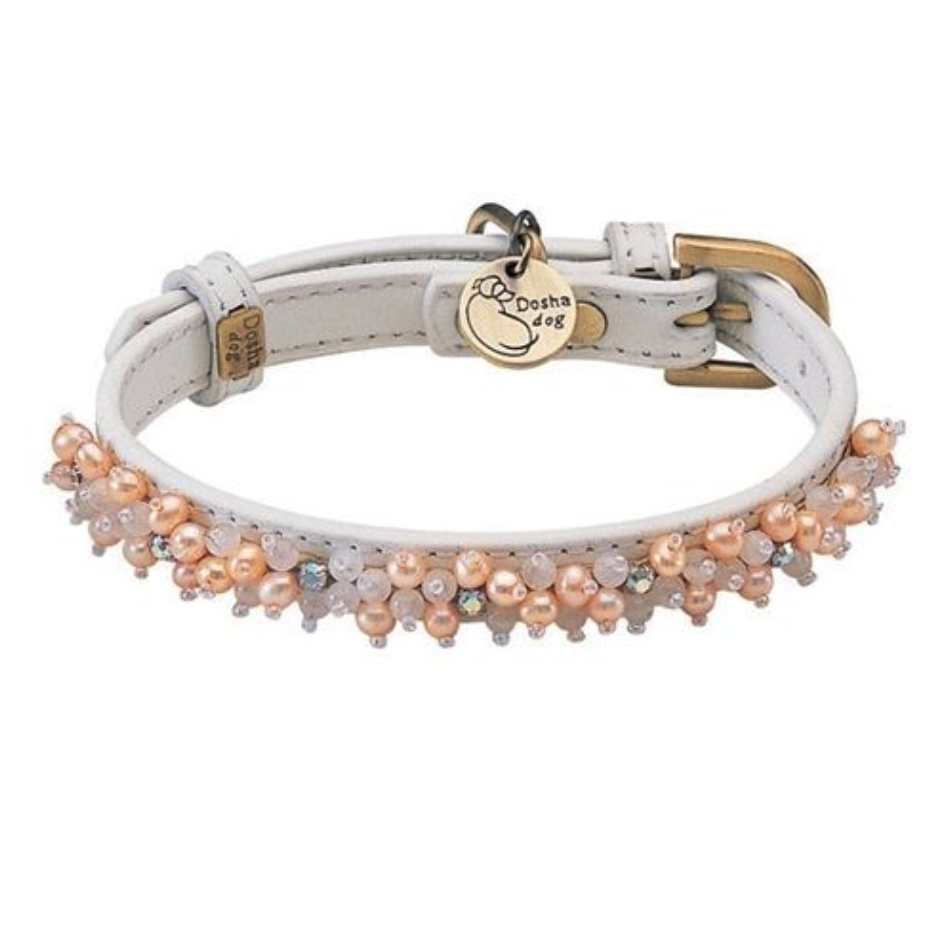 Dosha Dog - Mini Beaded Collar/Leash - White, Fresh Water Pearl & Quar ...